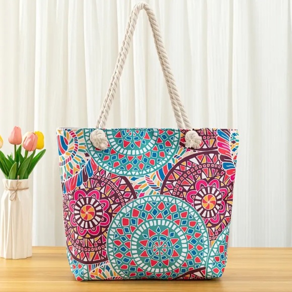 Bags | Mandala Tote Bag Rope Handles Brand New | Poshmark